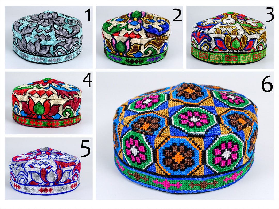 Small Uzbek Hat Cap Kufi Handmade Embroidery Uzbekistan Doppi Central ...