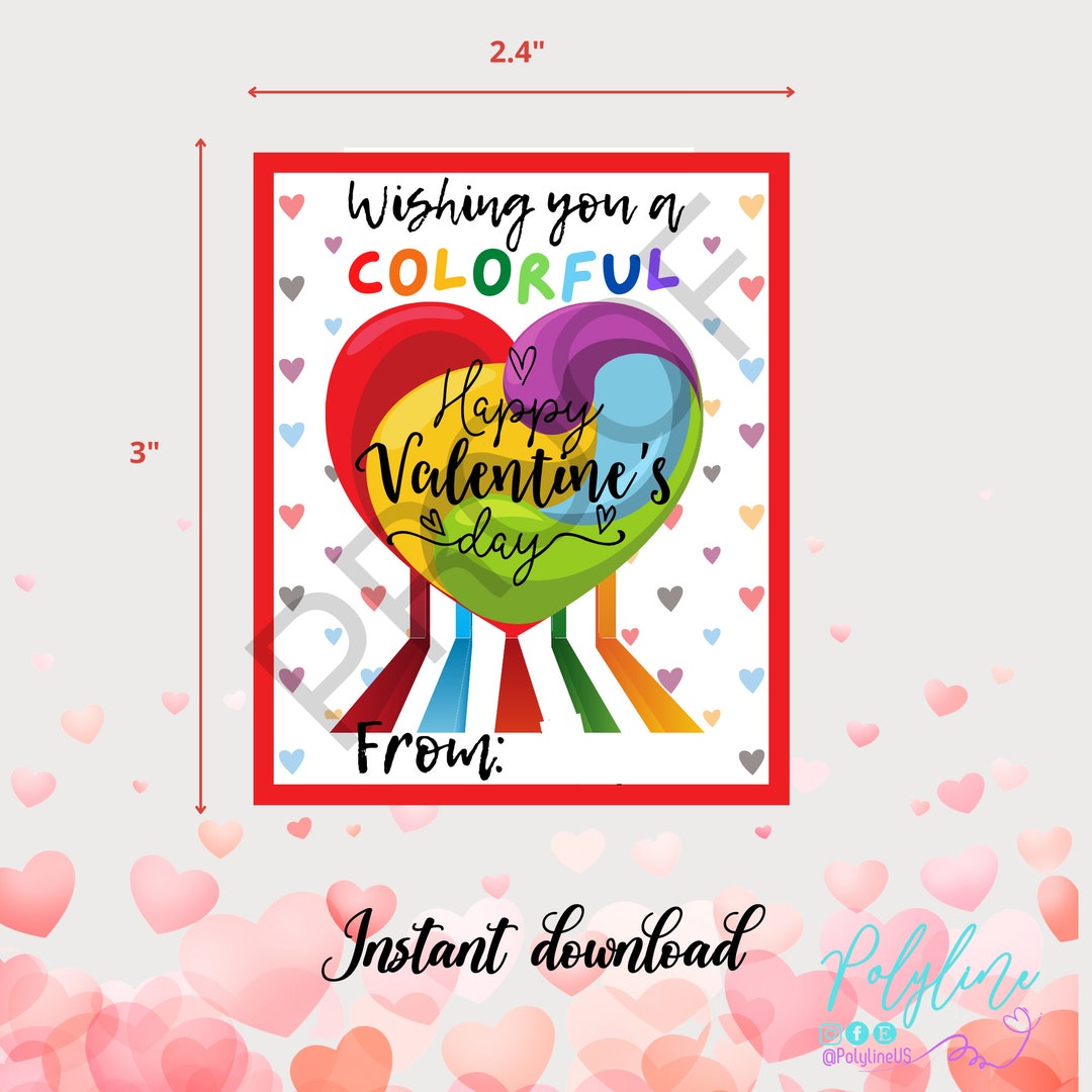 Colorful Valentines Cards Exchange, Valentine Card for Classroom - Etsy