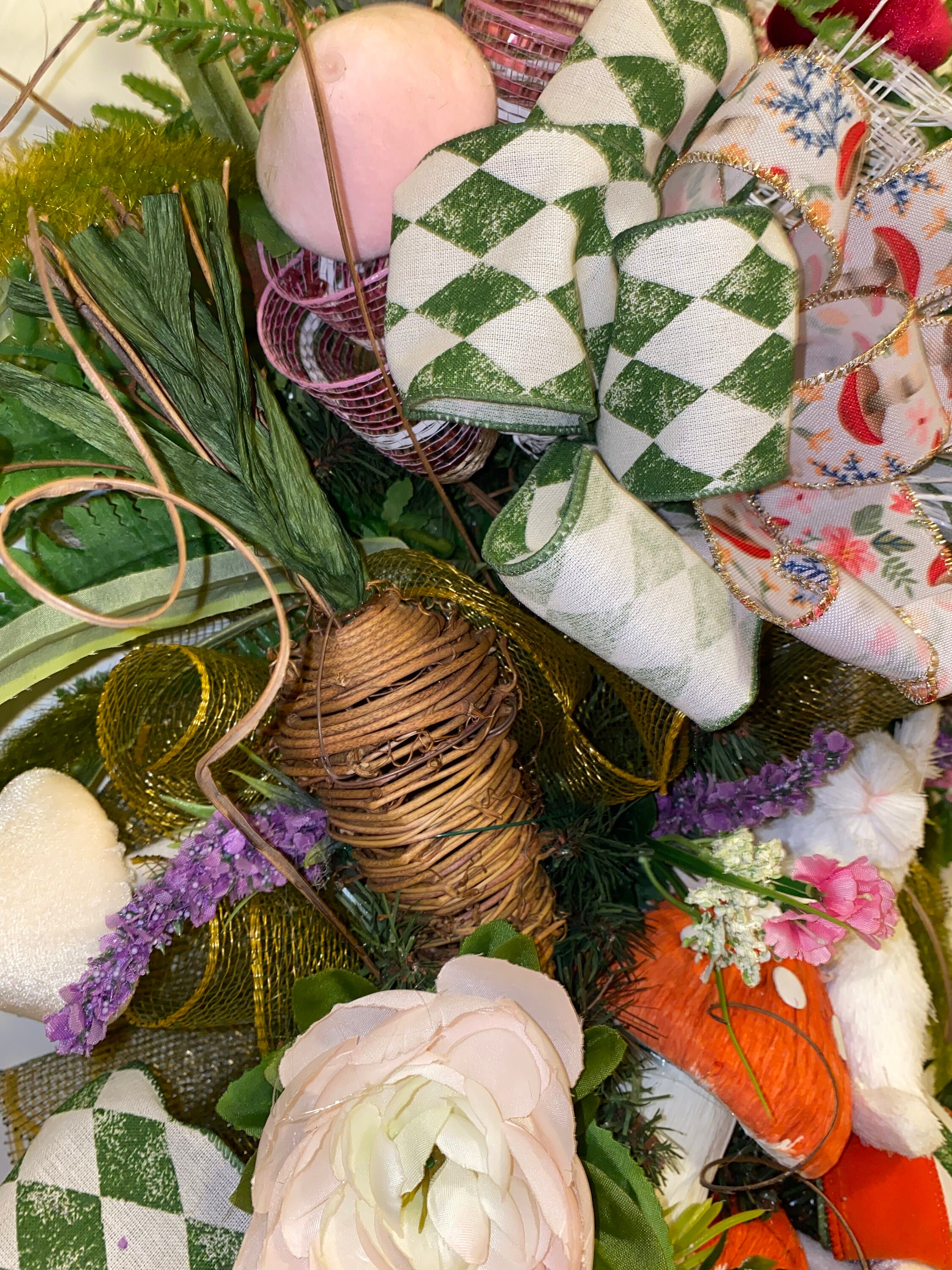 Bunny Mushroom Spring Door Swag: Sisal Rabbit, Floral Wonderland Decor ...