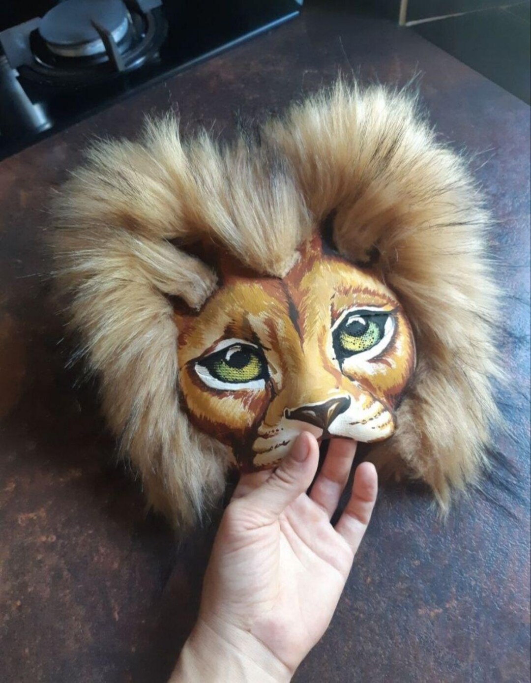 Lion Therian Mask – Handmade Feline Spirit Mask for Cosplay, Quadrobics ...