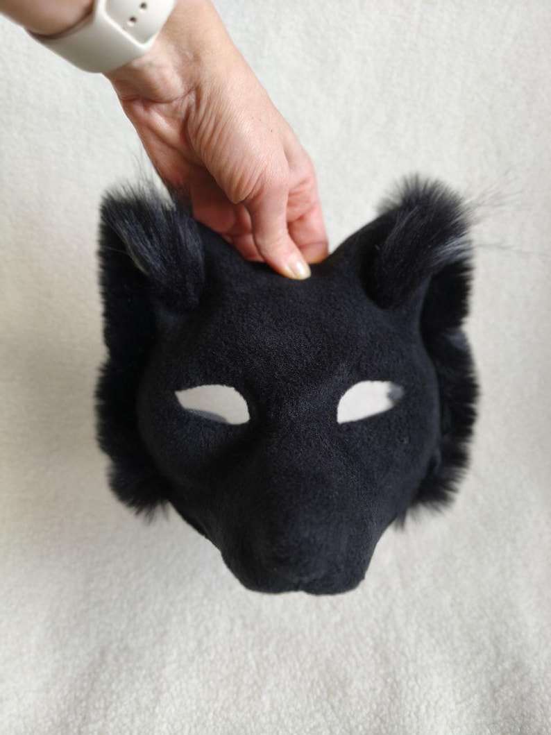 Black Wolf Therian Mask – Handmade Realistic Wolf Mask, Animal Spirit ...