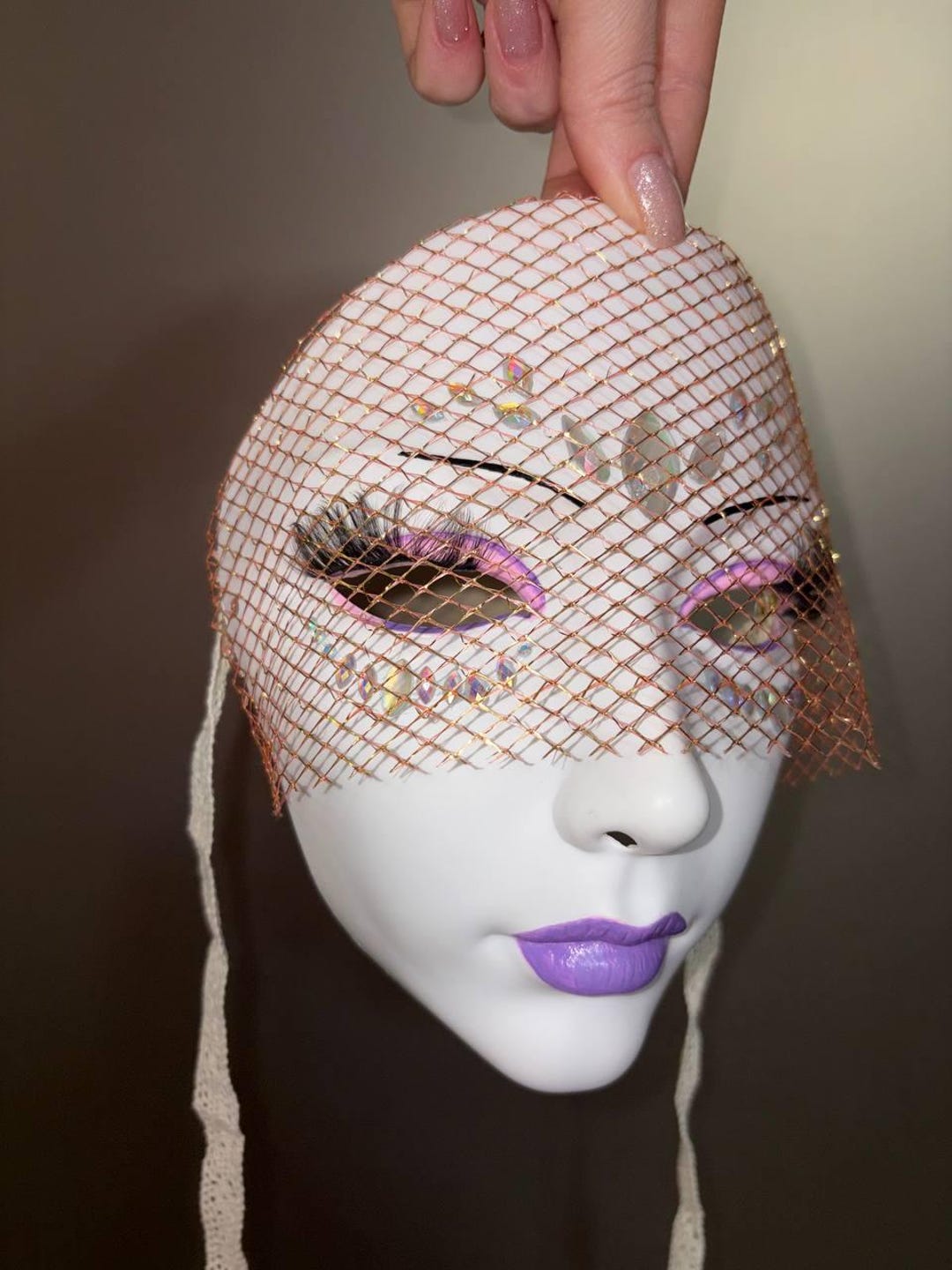 Blind Masquerade Mask – Carnival Costume Mask, Burlesque Fringe Mask ...