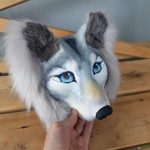 Quadrobics Animal Fluffy Wolf Mask Handmade Cosplay Mask Furry Costume ...