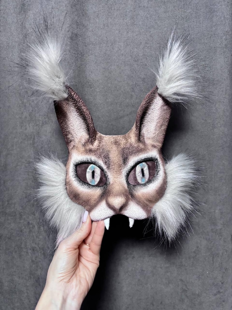 Lynx Therian Mask With Fangs Animal Spirit Costume Furry Girl Gift ...