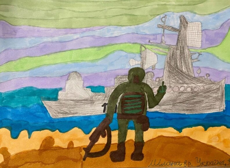 Kids Drawing Warship Moskva Ukraine Made in Ukraine Save - Etsy