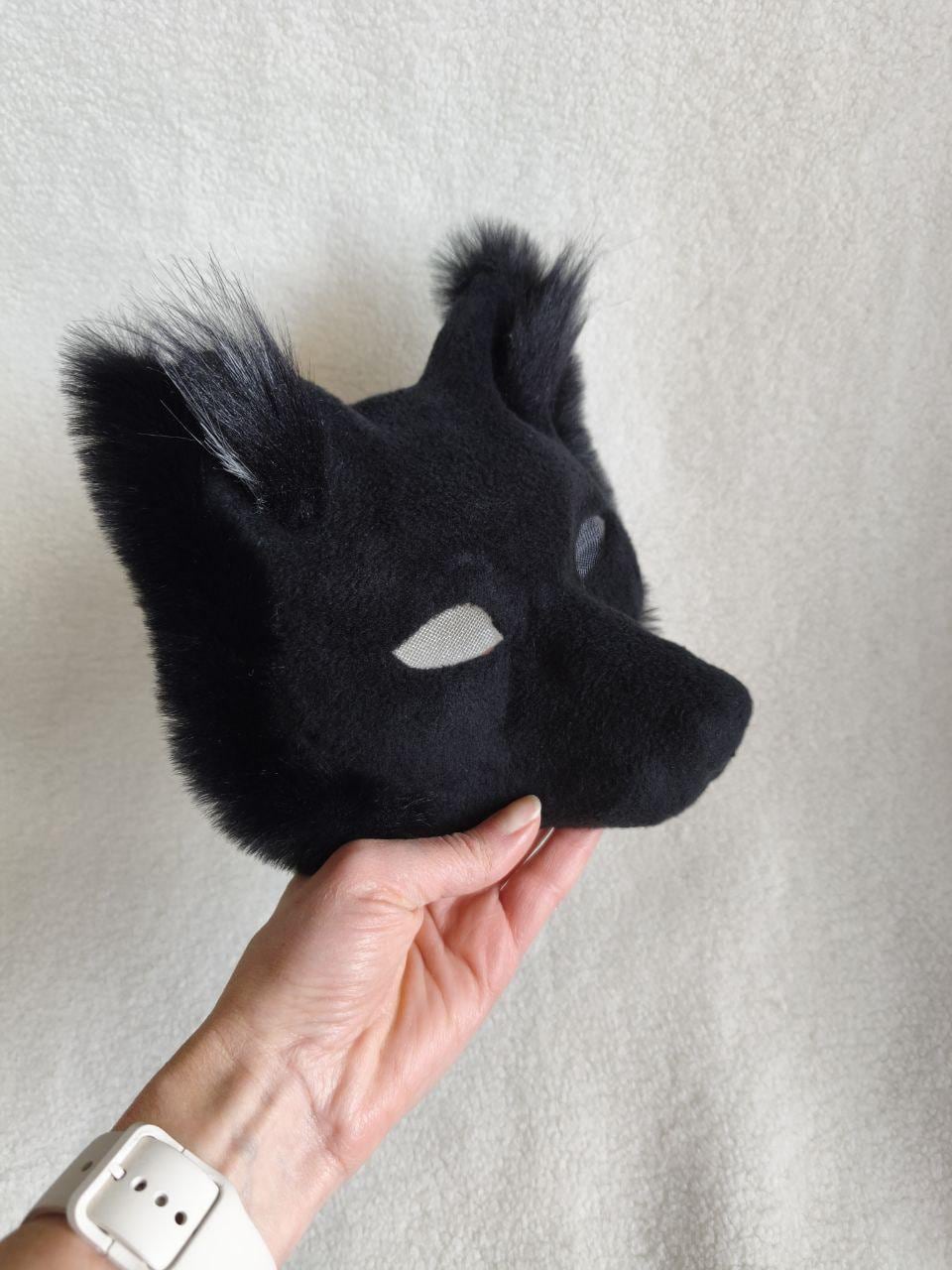 Black Wolf Therian Mask – Handmade Realistic Wolf Mask, Animal Spirit ...