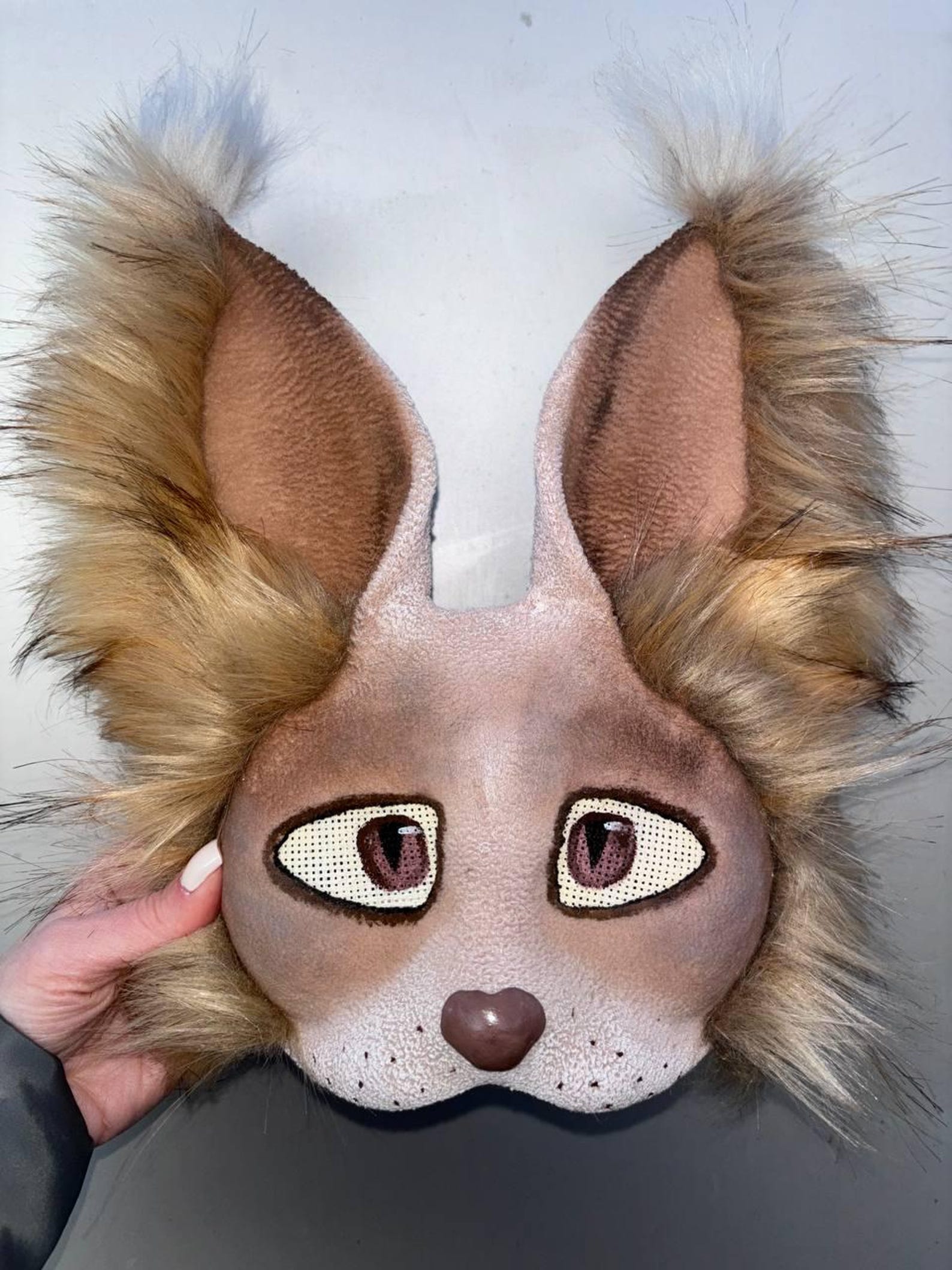 Therian Cat Mask Long Fluffy Ears – Realistic Animal Face Mask for ...