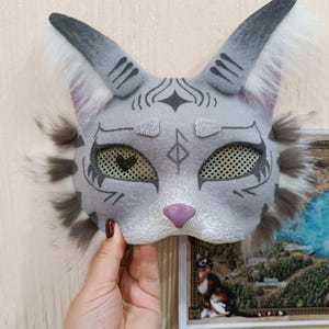 Mystical Therian Cat Mask Handmade Feline Cosplay Accessory Therian ...