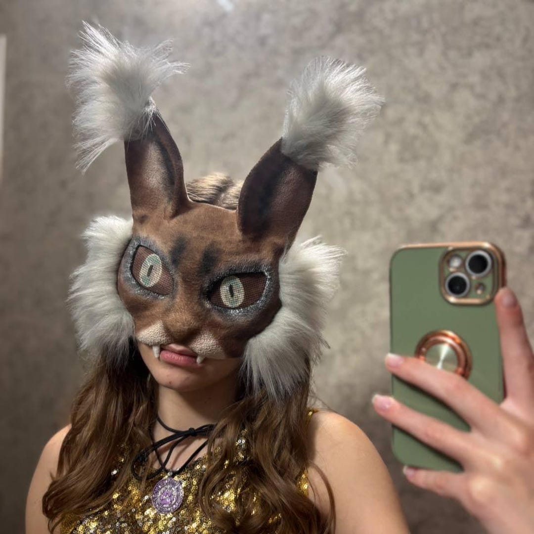 Therian Lynx Mask With Fangs Animal Spirit Costume Furry Girl Gift ...