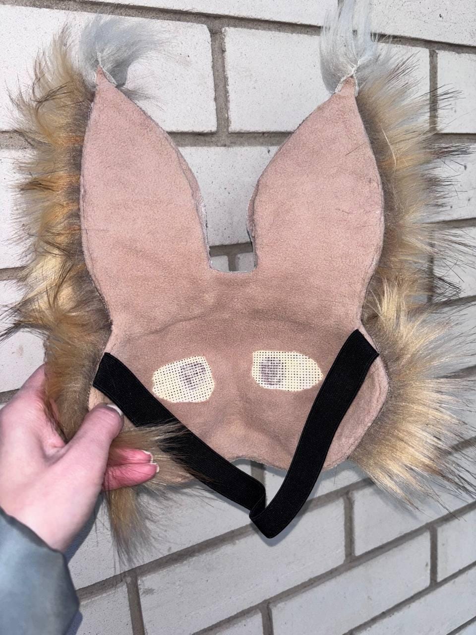 Therian Cat Mask Long Fluffy Ears – Realistic Animal Face Mask for ...