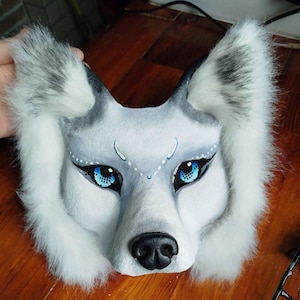 Quadrobics Animal Fluffy Wolf Mask Handmade Cosplay Mask Furry Costume ...
