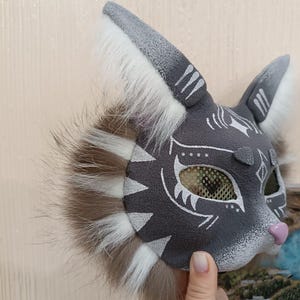 Mystical Therian Cat Mask Handmade Feline Cosplay Accessory Therian ...