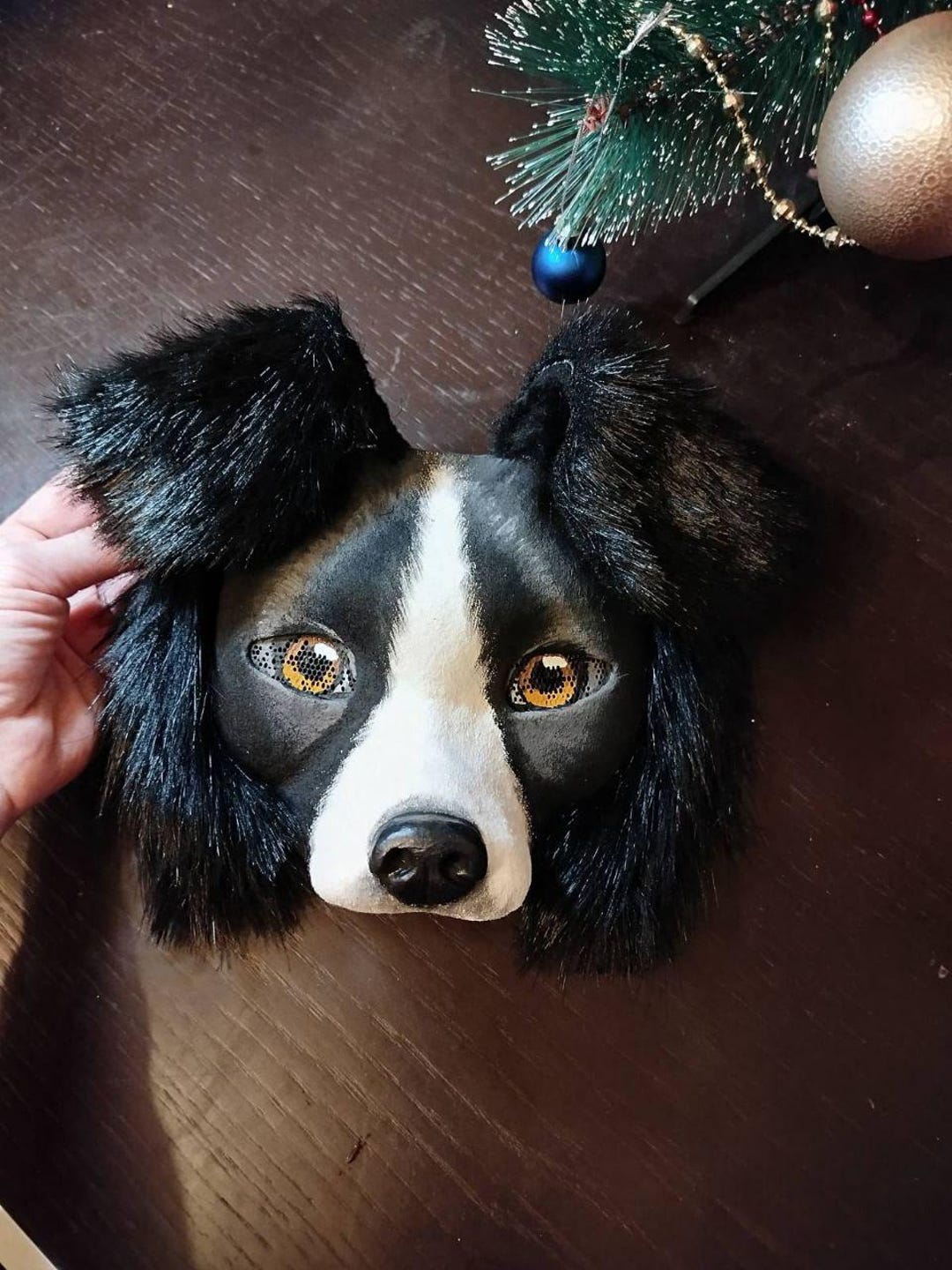 Border Collie Mask – Handmade Dog Mask for Cosplay, Therianthropy, and ...