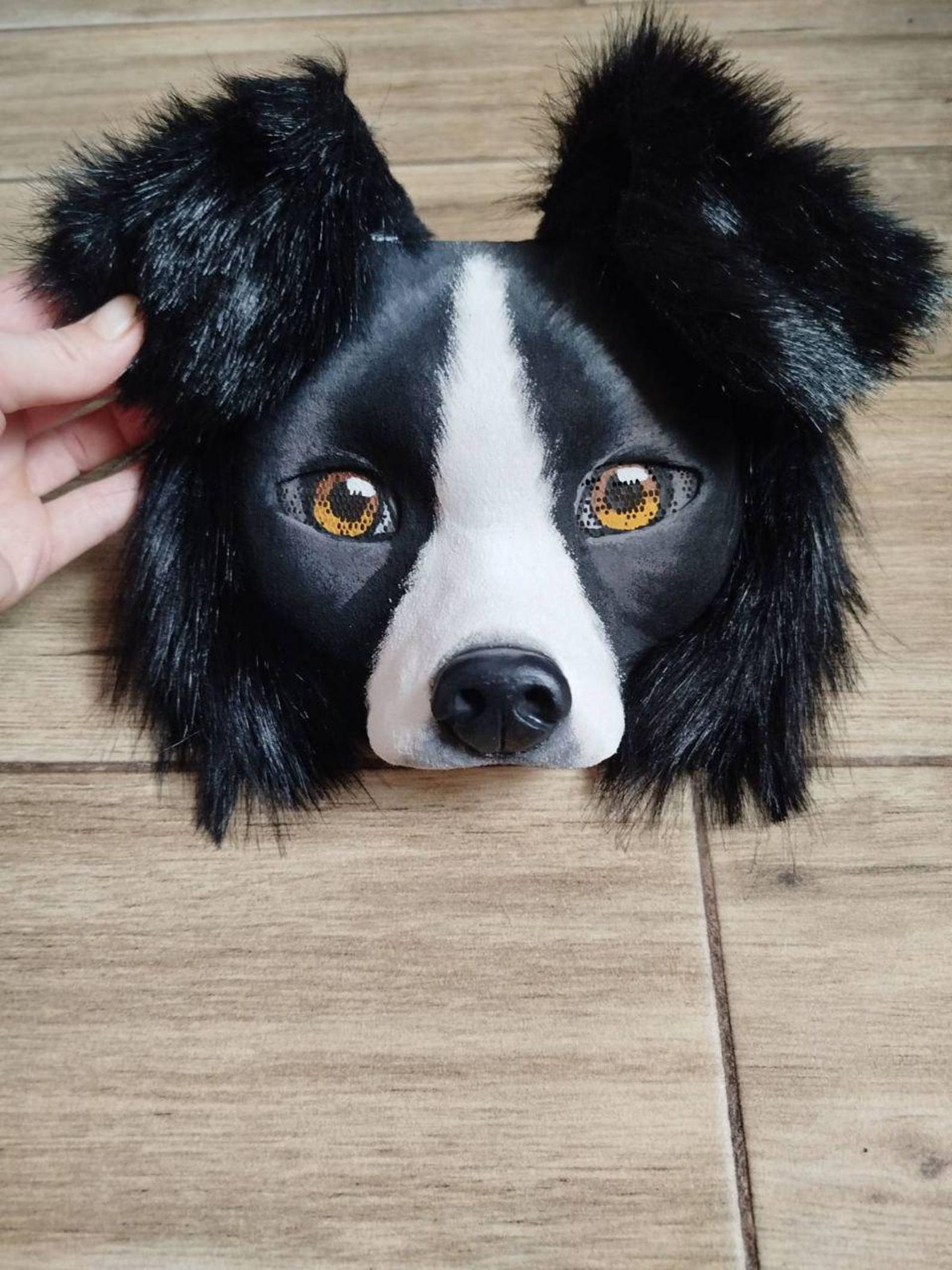 Border Collie Mask – Handmade Dog Mask for Cosplay, Therianthropy, and ...
