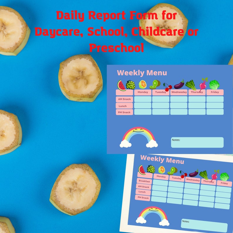 Daily Report Form for Daycare School Childcare or Preschool - Etsy