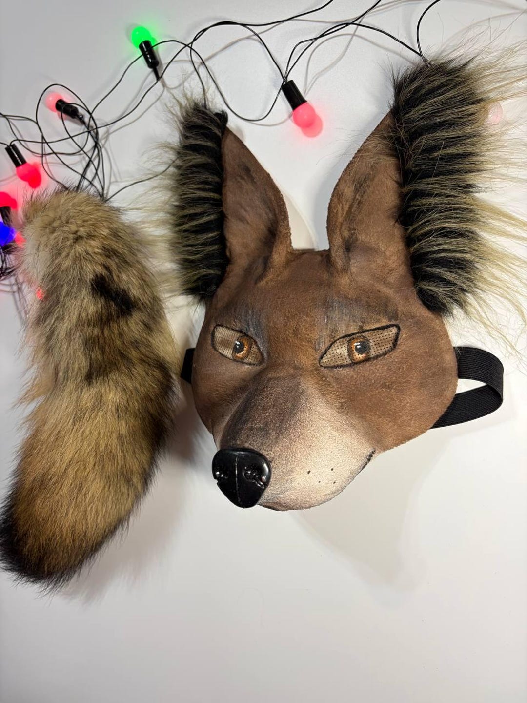 Beautiful Wolf Therian Mask & Tail Set, Handmade Wolf Mask Cosplay ...