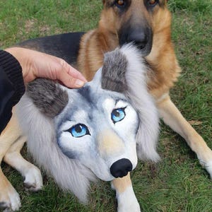 Quadrobics Animal Fluffy Wolf Mask Handmade Cosplay Mask Furry Costume ...