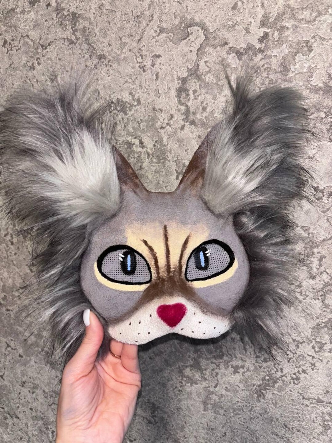 Gray Furry Cat Maine Coon Mask Handmade Cosplay Therian Mask for ...