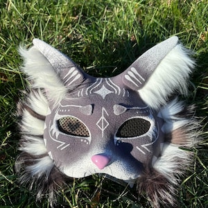 Mystical Therian Cat Mask Handmade Feline Cosplay Accessory Therian ...
