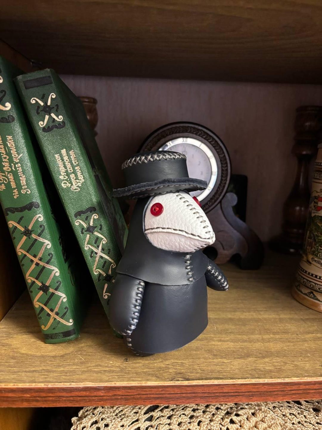 Leather Plague Doctor Toy – Steampunk Shelf Decor – Handmade Gothic ...