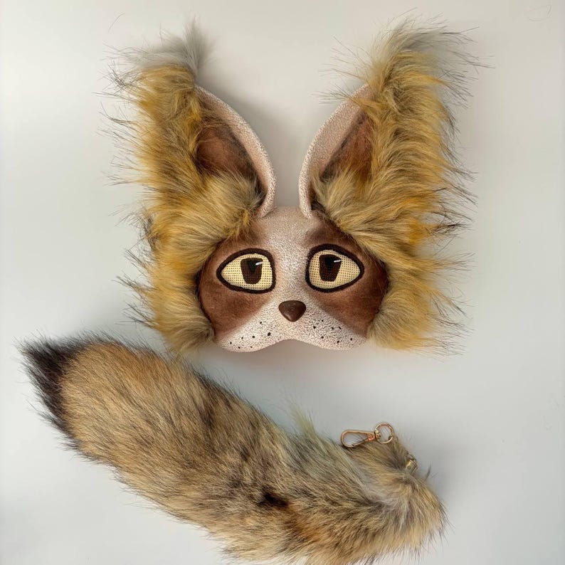 Handmade Cat Mask and Tail, Therian Cat, Faux Fur Tail, Animal Furry ...
