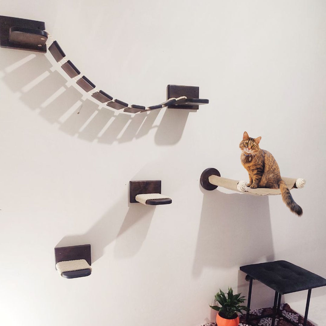 Euro Cottage Style Cat Furniture, Handmade Cat Wall Furniture Set for ...