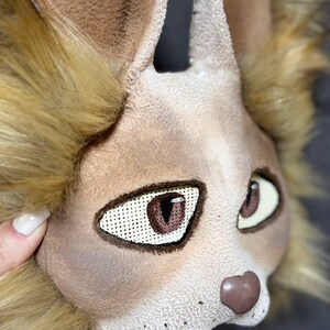 Therian Cat Mask Long Fluffy Ears – Realistic Animal Face Mask for ...