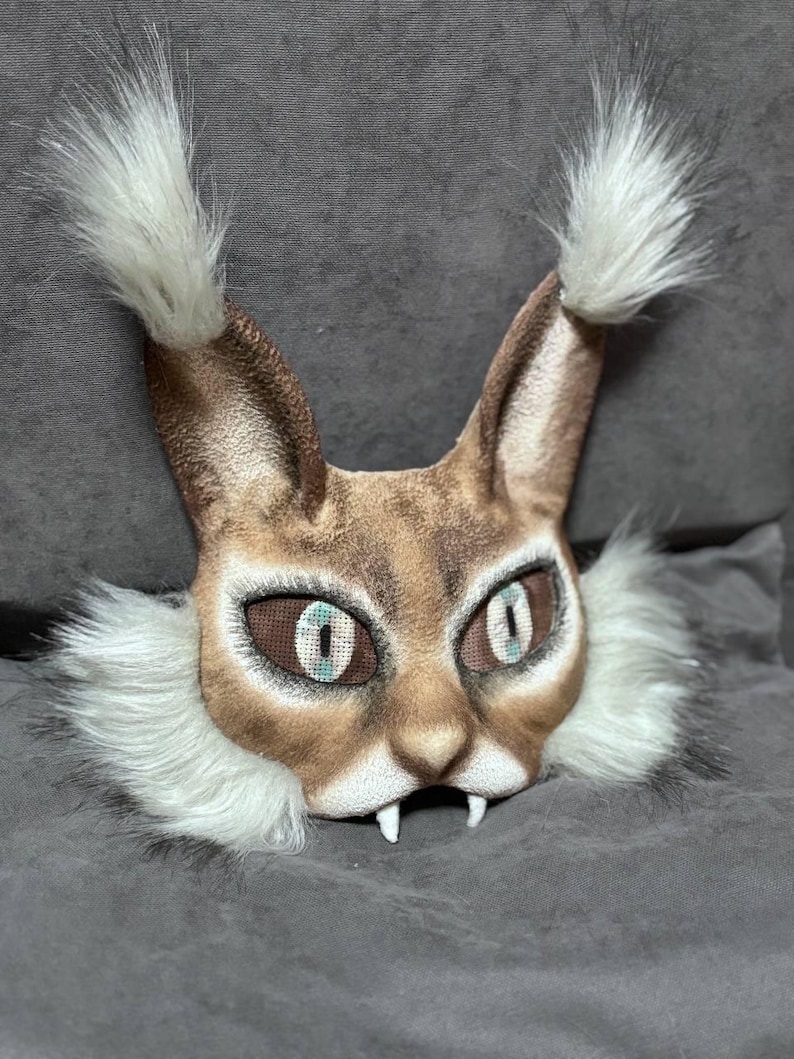 Therian Lynx Mask With Fangs Animal Spirit Costume Furry Girl Gift ...