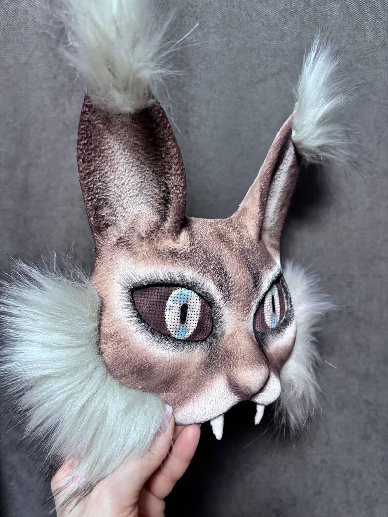 Lynx Therian Mask With Fangs Animal Spirit Costume Furry Girl Gift ...