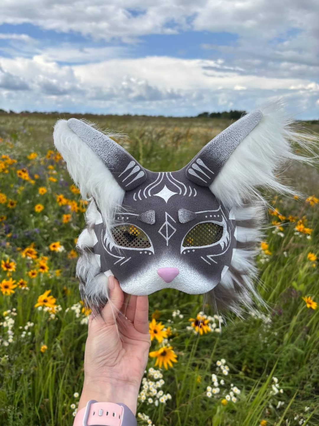Opal Therian Mask – Mystical Therian Cat Mask – Handmade Fantasy ...