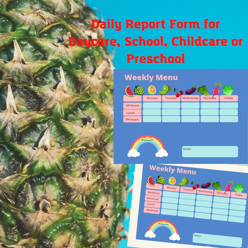 Daily Report Form for Daycare School Childcare or Preschool - Etsy