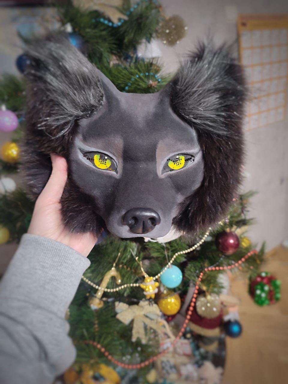 Quadrobics Animal Fluffy Wolf Mask Handmade Cosplay Mask Furry Costume ...
