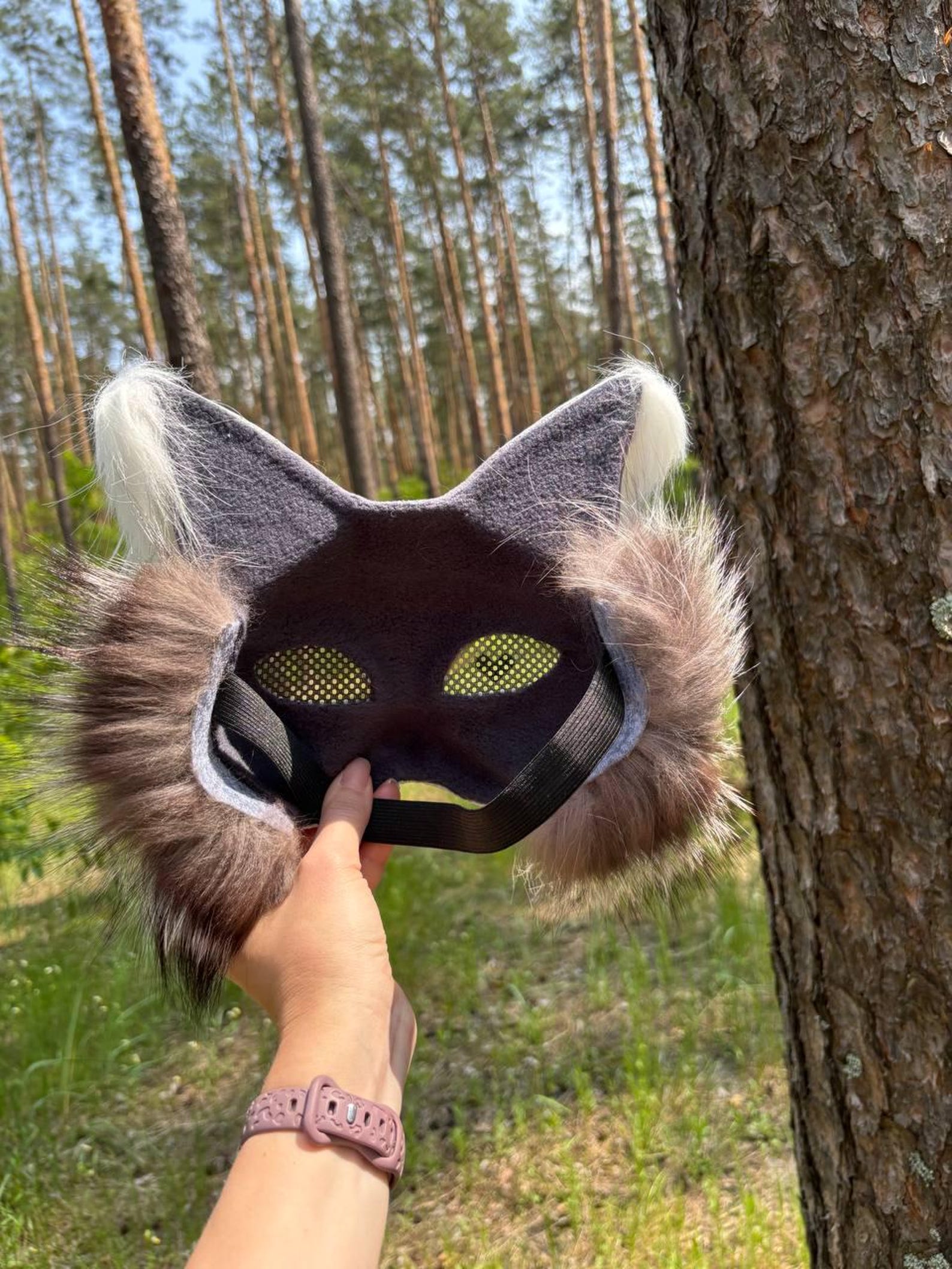 Soft Fluffy Mask Fantasy Mask Mystical Therian Cat Mask Handmade Feline ...