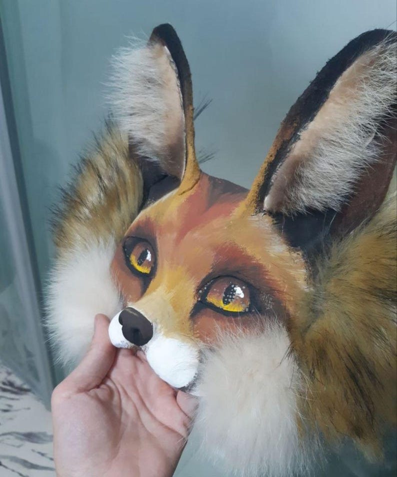 Therian Red Fox Mask Cosplay Quadrobics Furry Unique Animal Costume