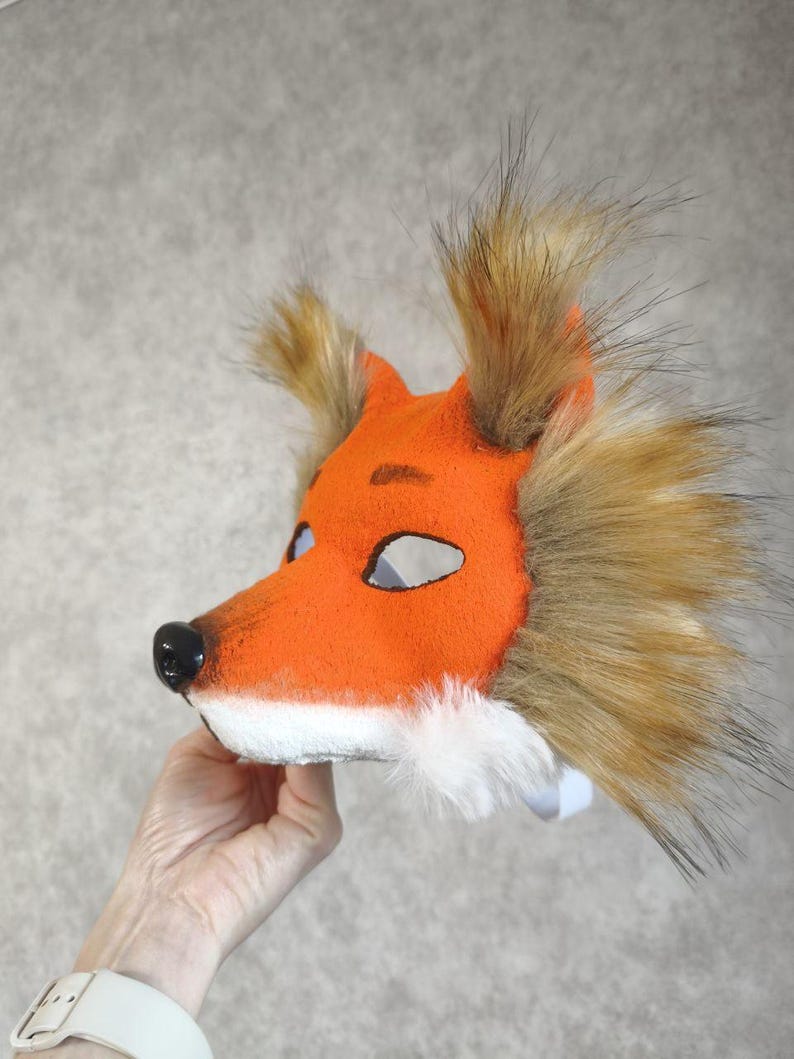 Fox Mask, Orange Therian Fox, Handmade Fox Cosplay Quadrobics Mask ...
