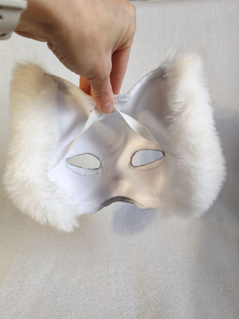 White Therian Wolf Mask – Handmade Majestic Animal Cosplay Furry ...