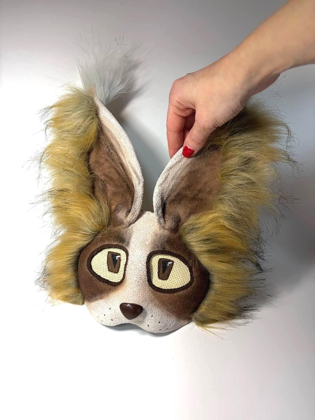 Therian Cat Mask Fluffy Ears – Kawaii Animal Mask for Quadrobics, Cat ...