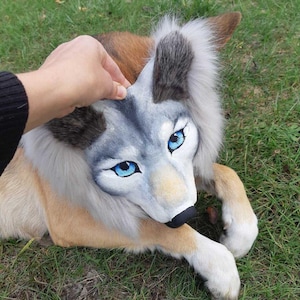 Quadrobics Animal Fluffy Wolf Mask Handmade Cosplay Mask Furry Costume ...