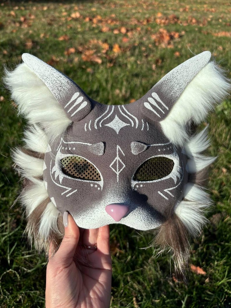 Mystical Therian Cat Mask, Handmade Feline, Cosplay Accessory, Therian ...