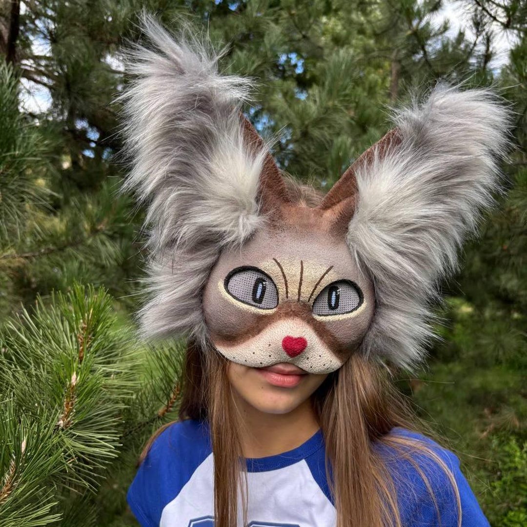 Cat Therian Mask Grey Furry Cosplay Mask Quadrobics, Fursuit Costume ...