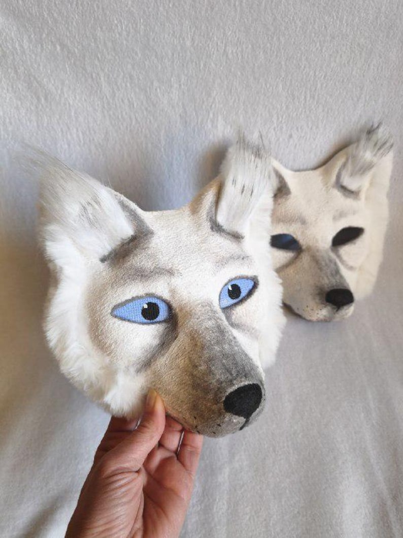White Therian Wolf Mask – Handmade Majestic Animal Cosplay Furry ...
