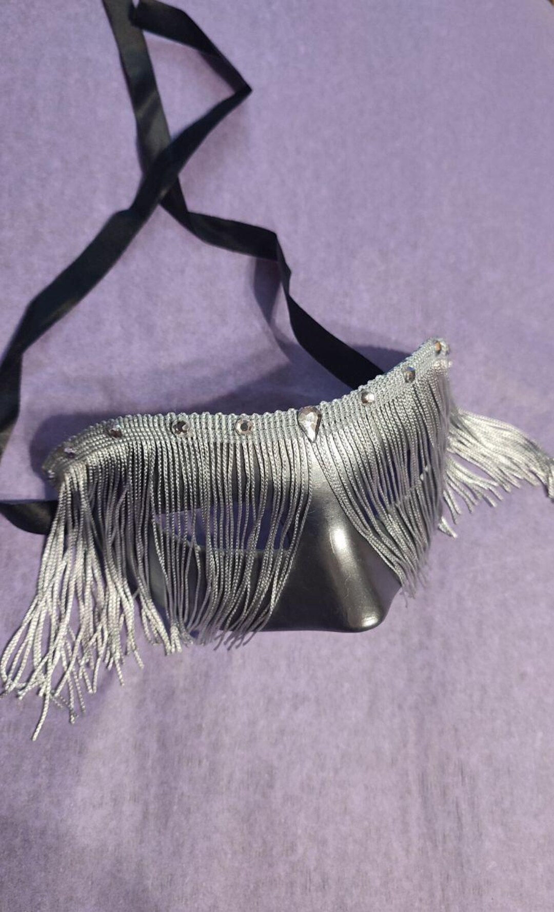 Silver Fringe Masquerade Mask – Carnival Costume Mask, Burlesque Fringe ...