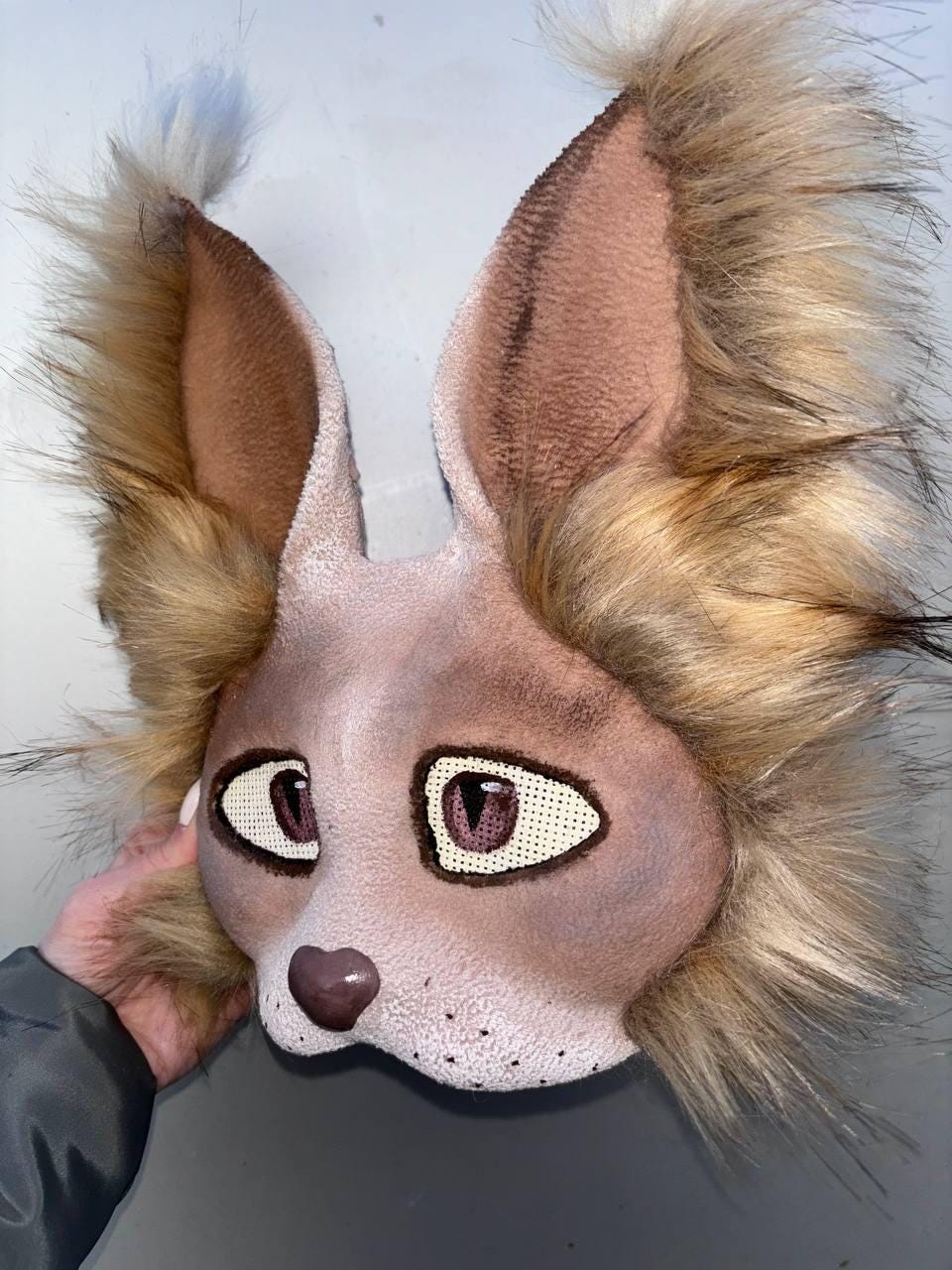 Therian Cat Mask Long Fluffy Ears – Realistic Animal Face Mask for ...