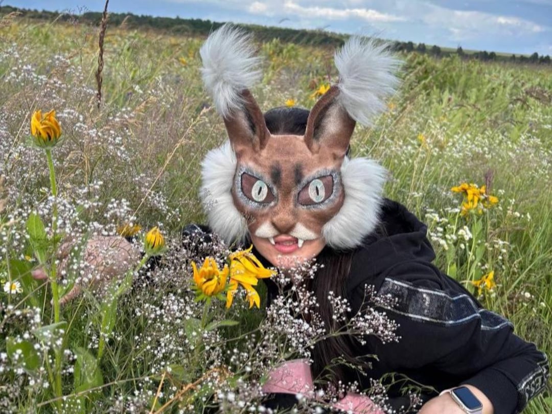 Lynx Therian Mask! Handmade Scene Therian Cat Mask With Fangs Feline Lynx Fur Mask for Cosplay ...