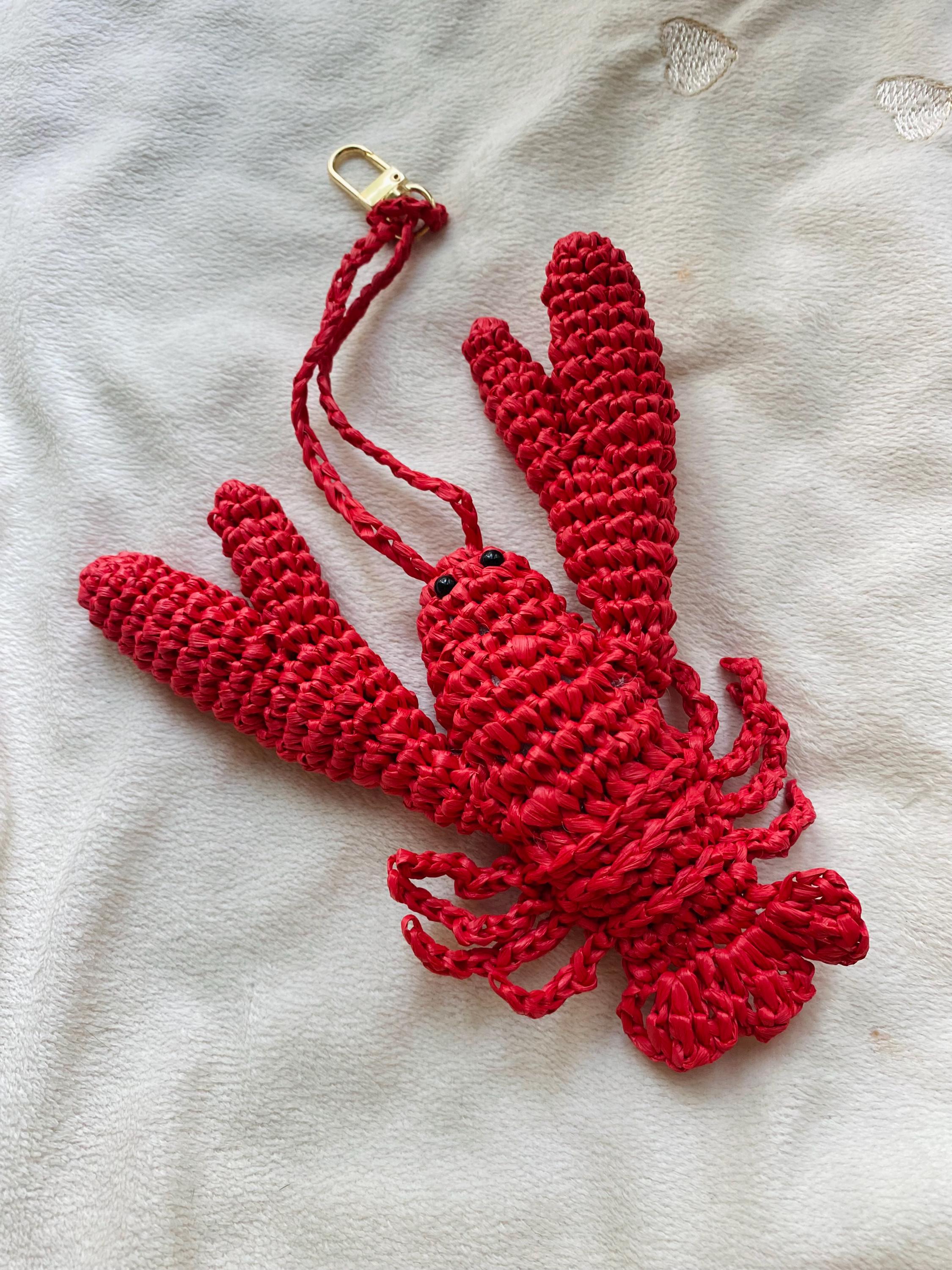 Crochet Raffia Lobster Keychain: Nautical Beach Bag Charm - Etsy