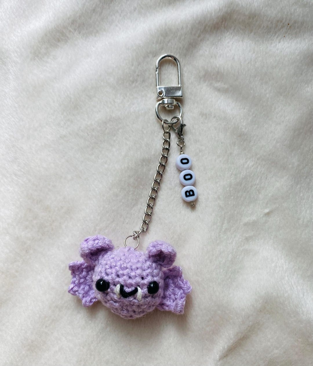 Personalized Crochet Bat Keychain: Halloween Bag Charm, Custom Word - Etsy