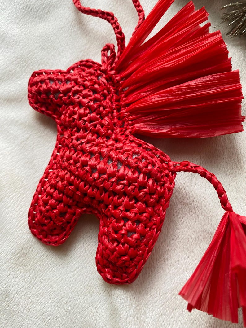 Custom Order 3 Pieces - Crochet Fire Horse Ornament 2026 – Red Raffia ...