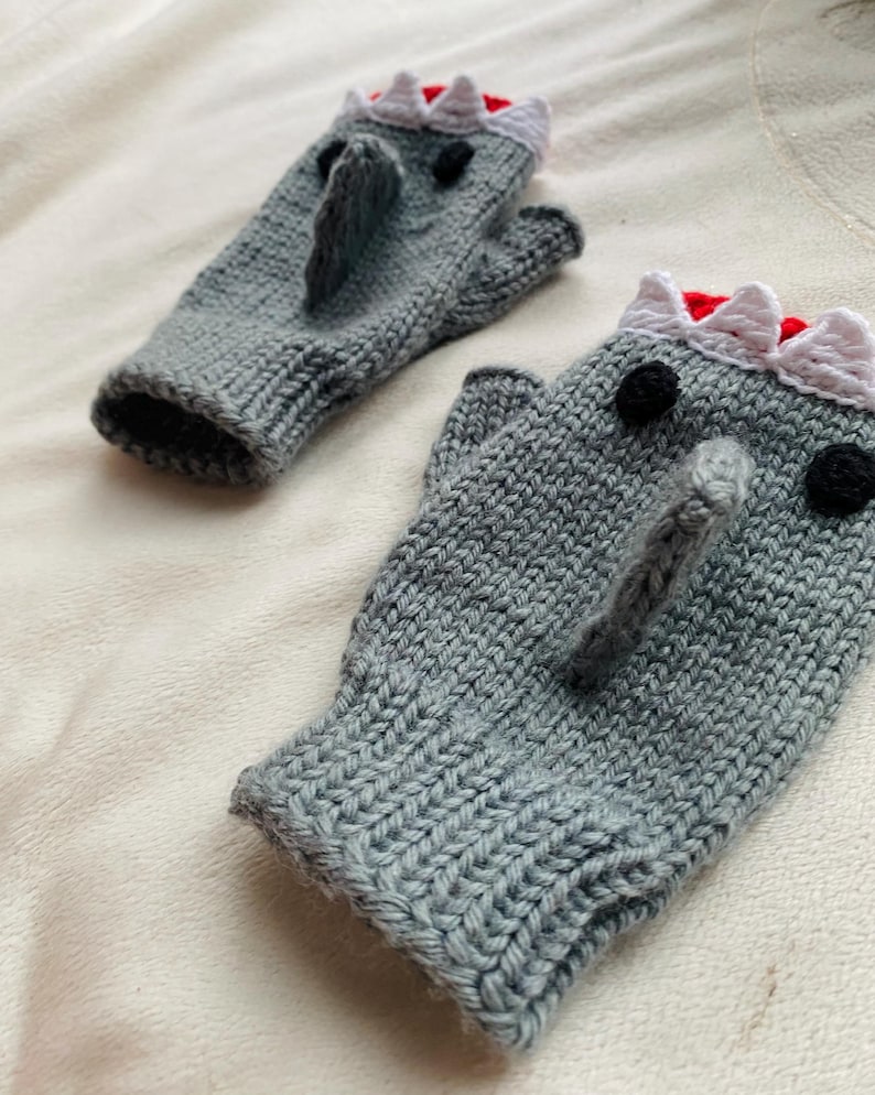 Knit Wool Blend Shark Fingerless Gloves: Ocean Lover Gift - Etsy