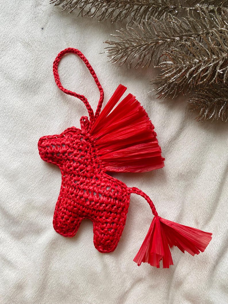 Custom Order 3 Pieces - Crochet Fire Horse Ornament 2026 – Red Raffia ...