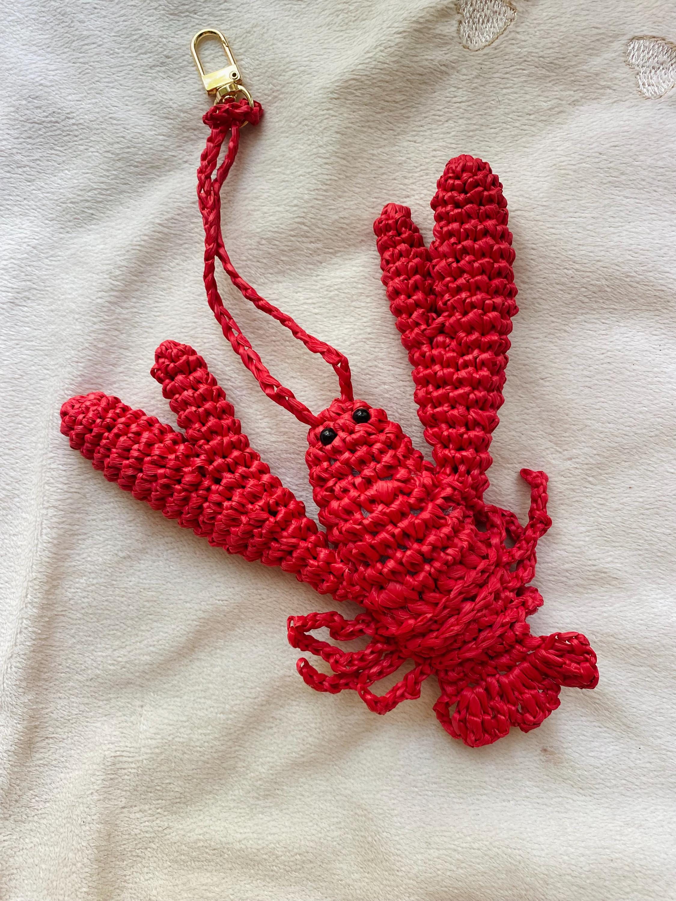Crochet Raffia Lobster Keychain: Nautical Beach Bag Charm - Etsy